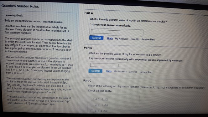 Solved To learn the restrictions on each quantum number | Chegg.com