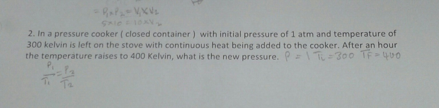 Solved 2. In a pressure cooker (closed container ) with | Chegg.com