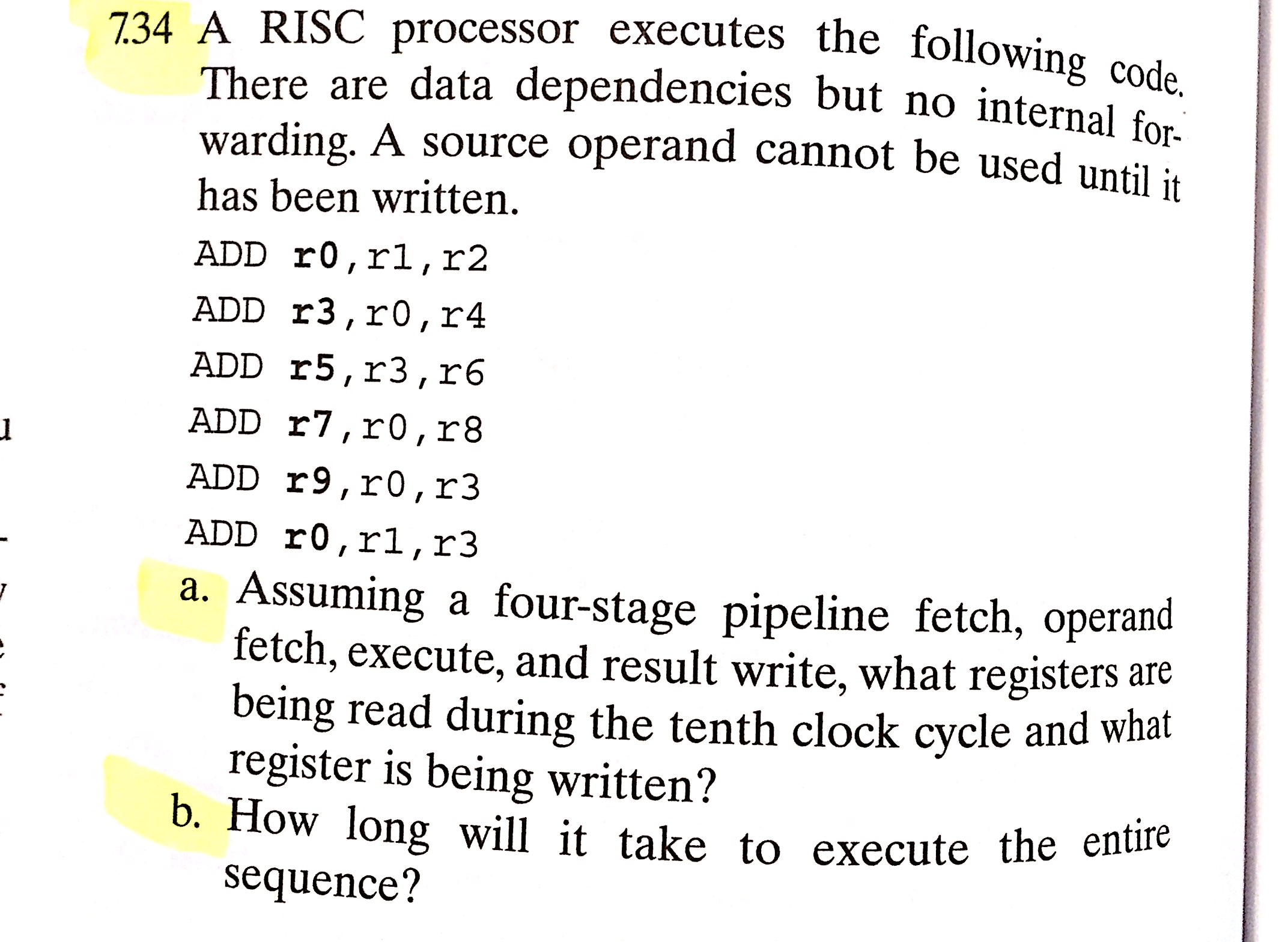 Solved A Risc Processor Executes The Following Code There 3578