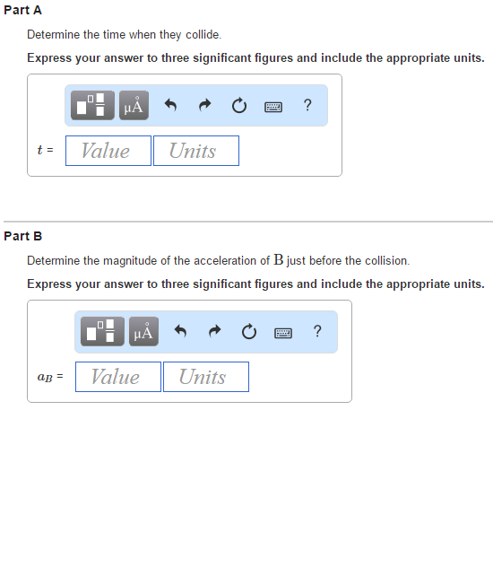 Solved The two particles A and B start at the origin O and | Chegg.com