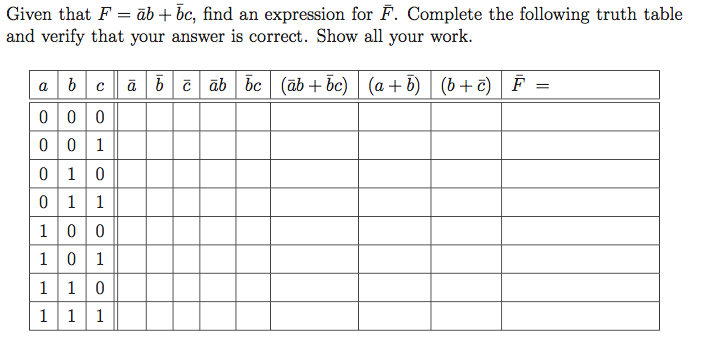 Solved Given that F= ab+bc, find an expression for f. | Chegg.com