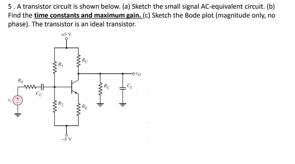 Solved 5.A transistor circuit is shown below. (a) Sketch the | Chegg.com