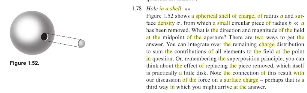 Hole in a shell ** Figure 1.52 shows a spherical | Chegg.com