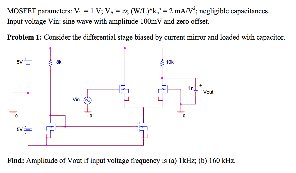 MOSFET parameters: V_T = 1 V; V_A = infinity; | Chegg.com