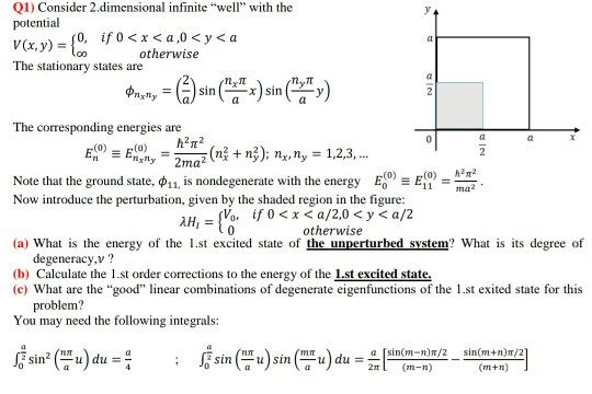 Solved Q1) Consider 2.dimensional infinite "well" with the | Chegg.com