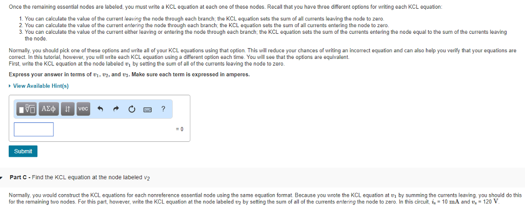 Solved Part B Writing KCL equations Once you have identified | Chegg.com