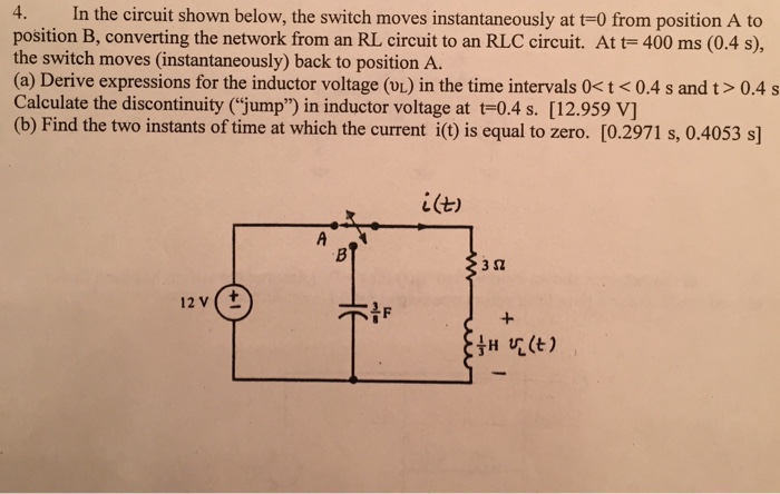 Solved In the circuit shown below, the switch moves | Chegg.com
