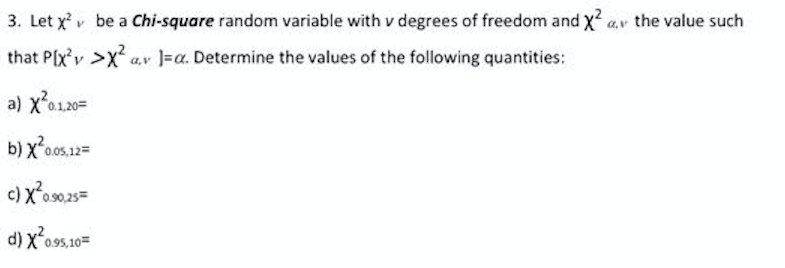 Solved 3. Letx, be a Chi-square random variable with v | Chegg.com Solved 3. Letx, be a Chi-square random variable with v | Chegg.com