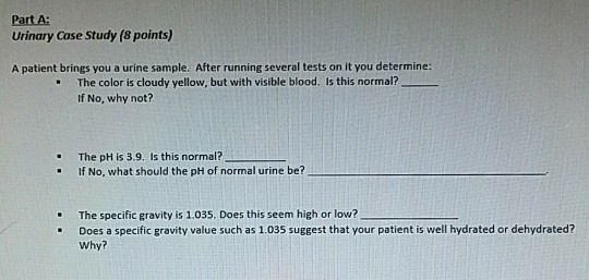 Solved Part A: Urinary Case Study (8 points) A patient | Chegg.com