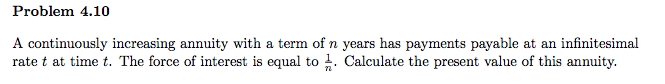 Solved A continuously increasing annuity with a term of n | Chegg.com