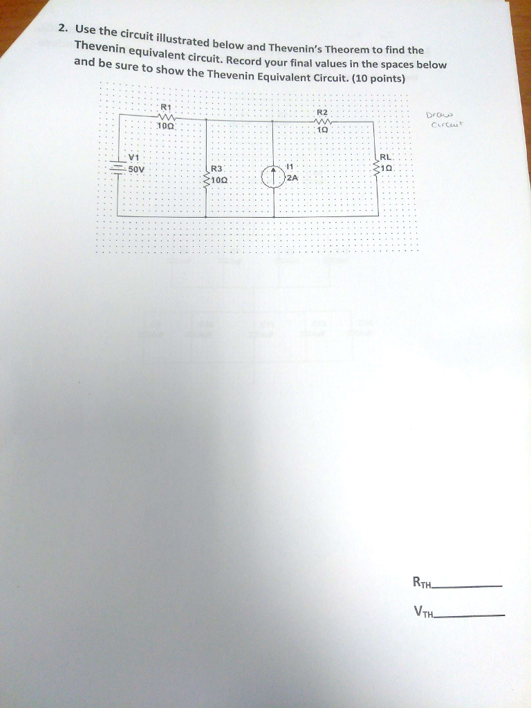 Solved 2. use the circuit illustrated below and Thevenin's | Chegg.com