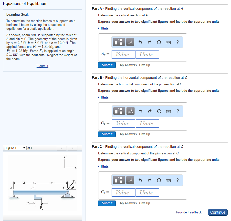 Solved To determine the reaction forces at supports on a | Chegg.com