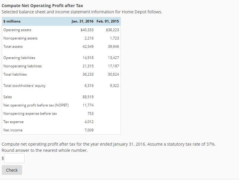 Solved Compute Net Operating Profit after Tax Selected | Chegg.com