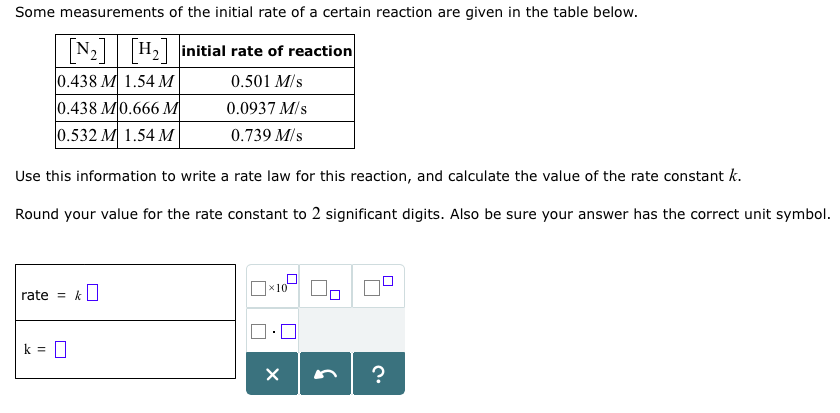 Solved Write a rate law for this reaction and calculate the | Chegg.com