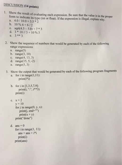 Solved Show the result of evaluating each expression. Be | Chegg.com