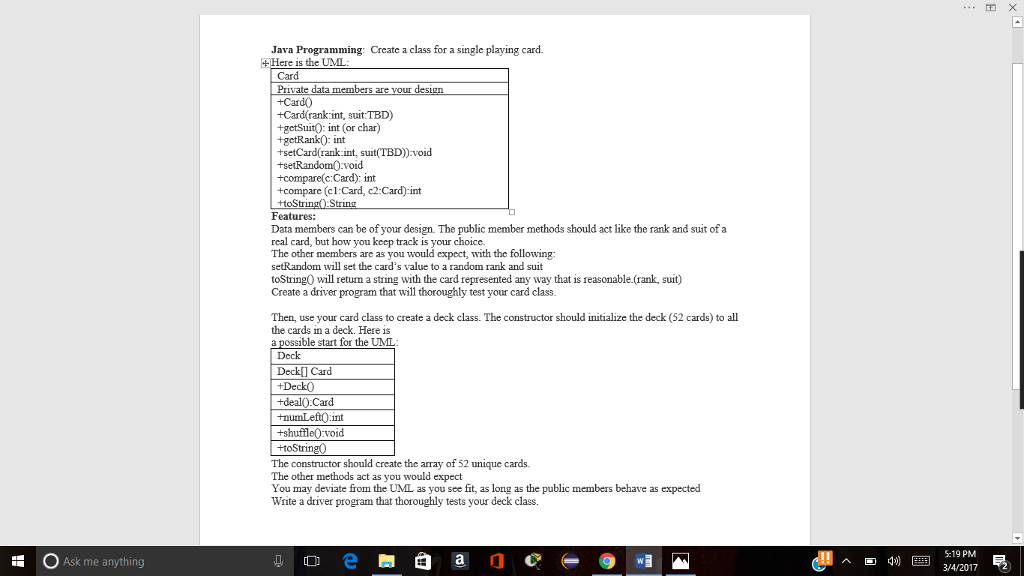Solved Ask me anything Java Programming: Create a class for | Chegg.com