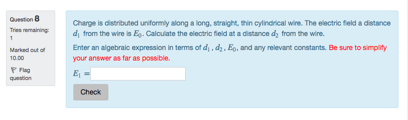 Solved Charge is distributed uniformly along a long, | Chegg.com