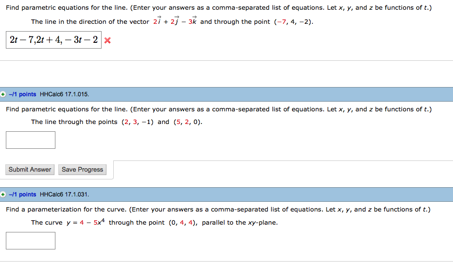 Solved: Find Parametric Equations For The Line. (Enter You... | Chegg.com