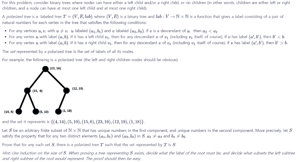 For this problem, consider binary trees where nodes | Chegg.com