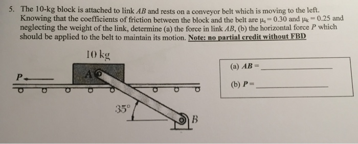 Solved The 10-kg block is attached to link AB and rests on a | Chegg.com