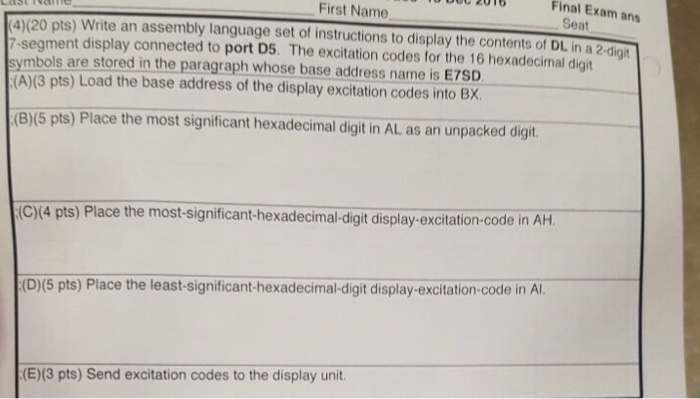Solved Write an assembly language set of instructions to | Chegg.com