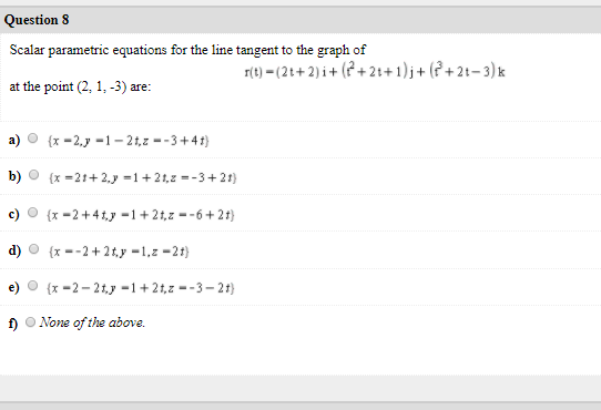 Solved Question Scalar parametric equations for the line | Chegg.com