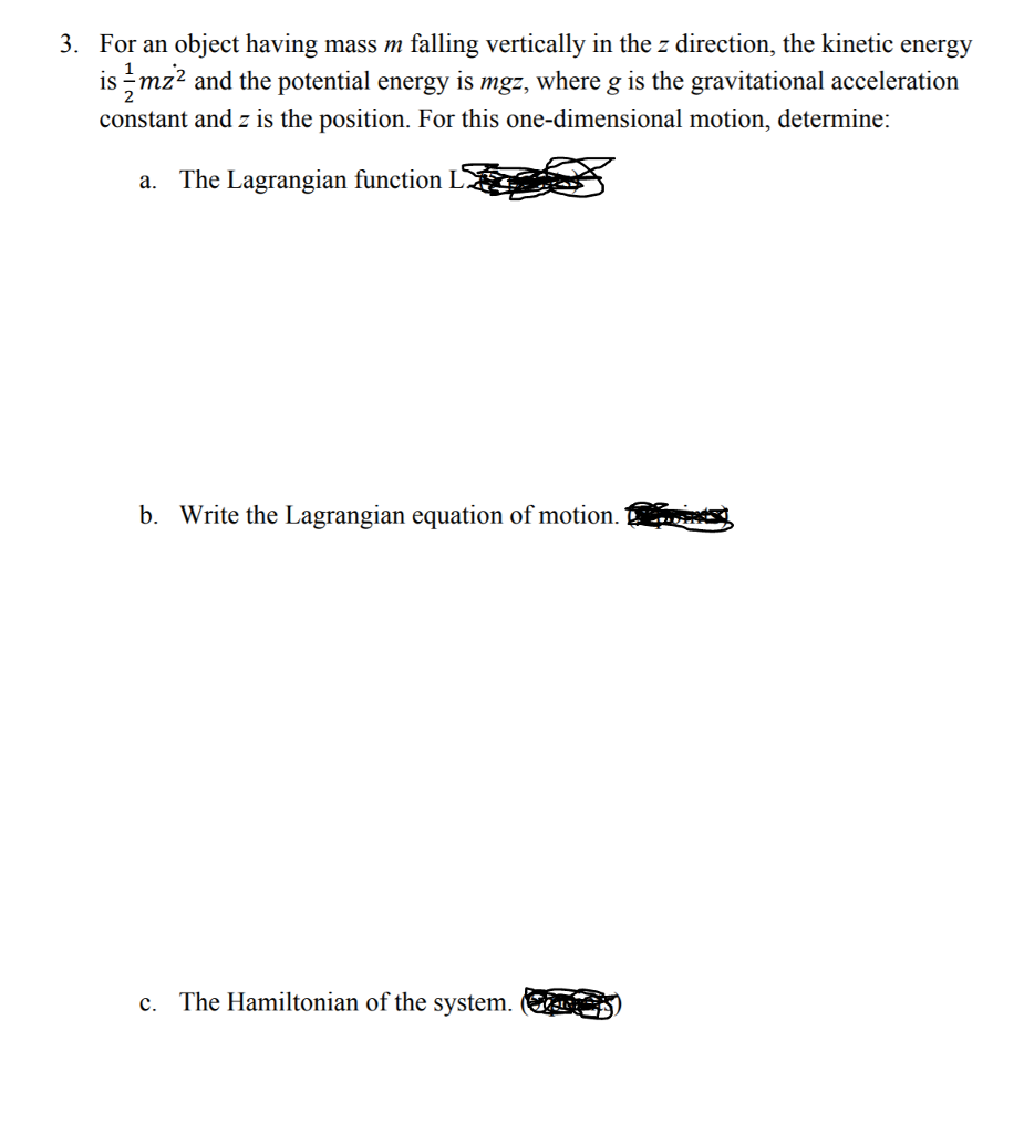 Solved . For an object having mass m falling vertically in | Chegg.com