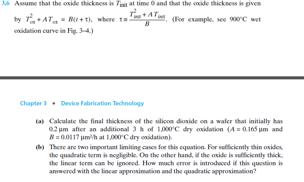 Solved 3.6 Assume that the oxide thickness is Tinit at time | Chegg.com