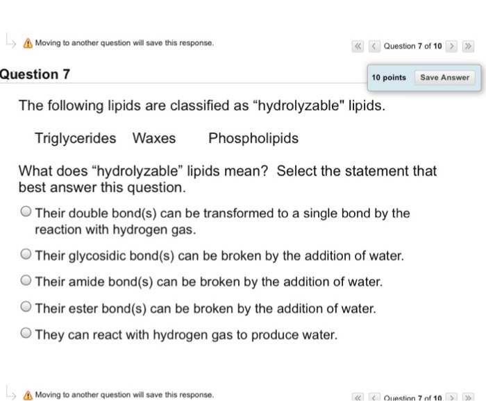 Solved The following lipids are classified as "hydrolysable" | Chegg.com