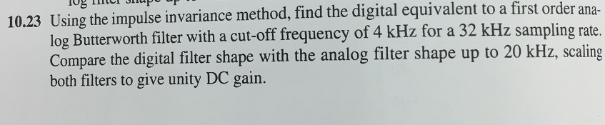 Solved Using the impulse invariance method, find the digital | Chegg.com