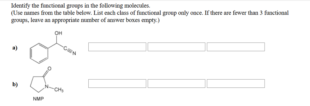 Solved Identify the functional groups in the following | Chegg.com