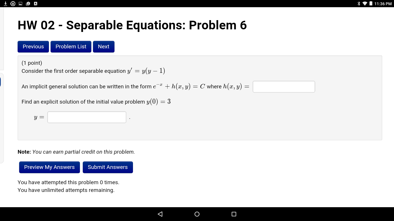 Solved Consider The First Order Separable Equation Y Y Y