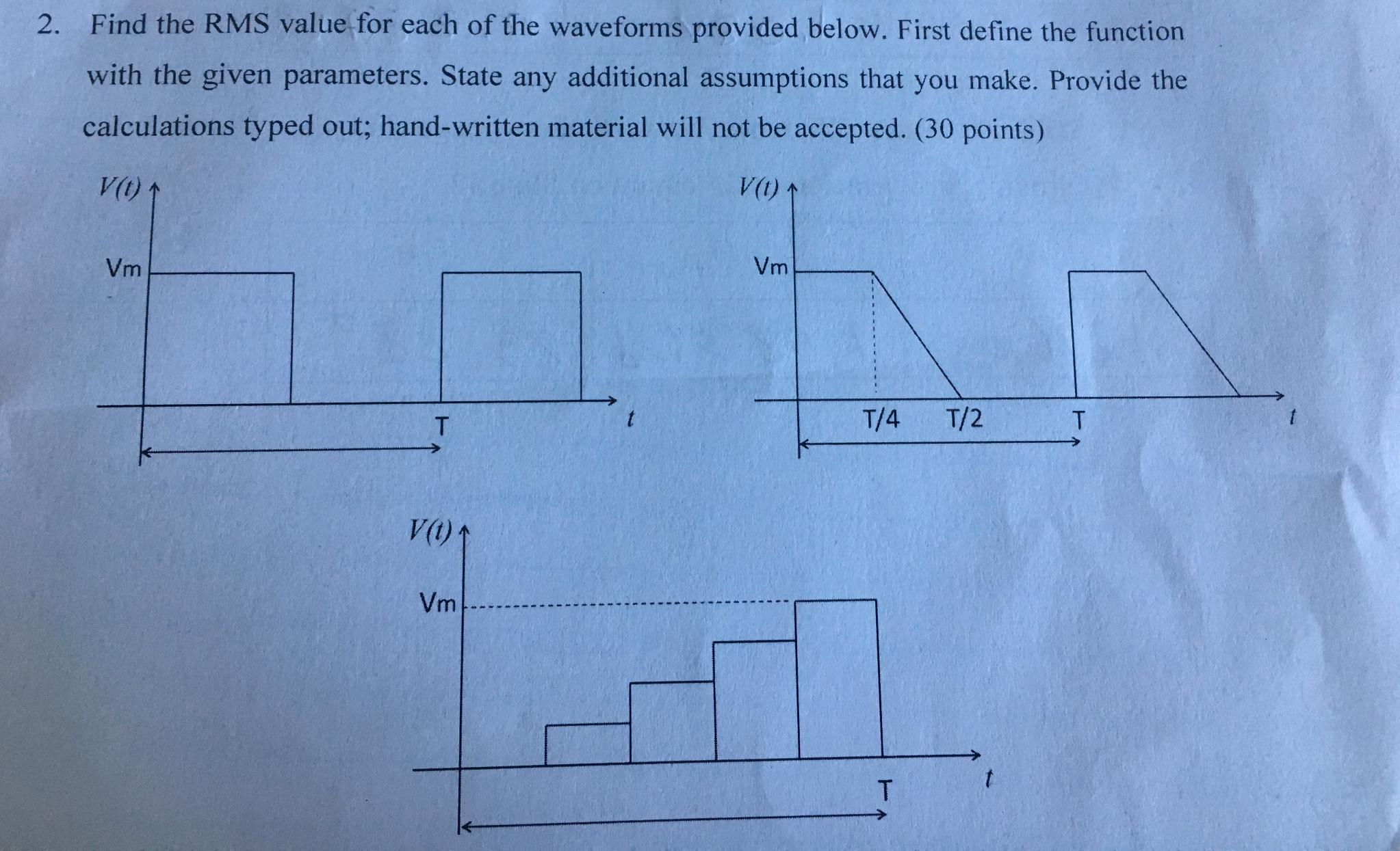 Solved Find the RMS value for each of the waveforms provided | Chegg.com
