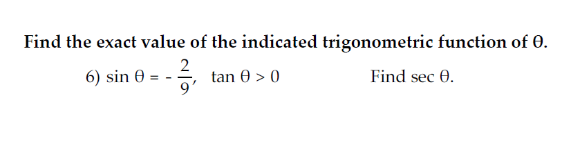 Solved Find the exact value of the indicated trigonometric | Chegg.com