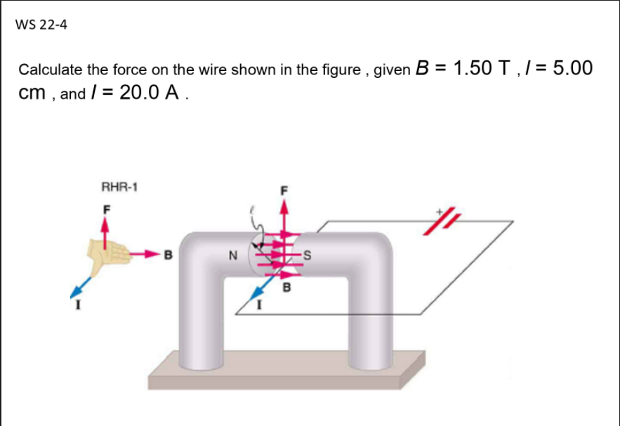 Solved wS 22-4 5.00 Calculate the force on the wire shown in | Chegg.com