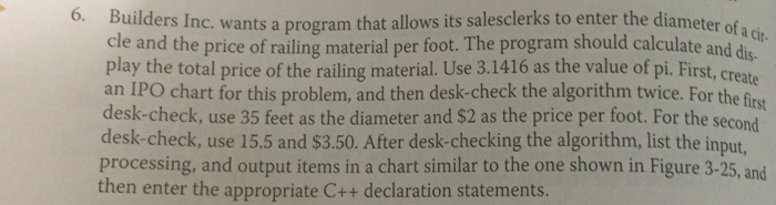 Solved Builders Inc. wants a program that allows its | Chegg.com