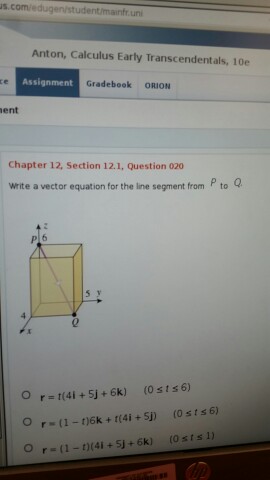 Solved Write a vector equation for the line segment from P | Chegg.com