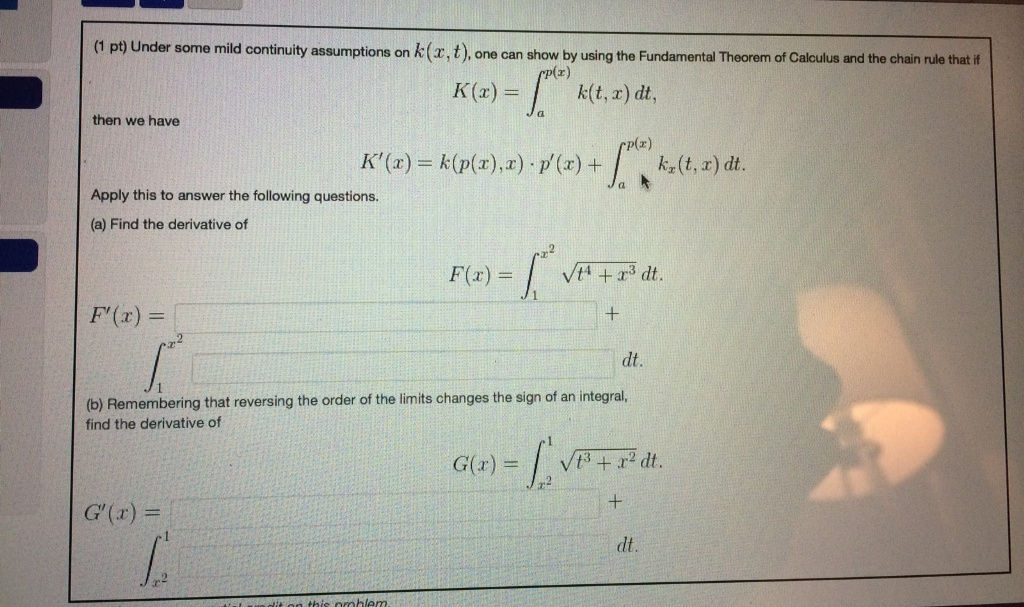 Solved Under some mild continuity assumptions on k(x, t), | Chegg.com