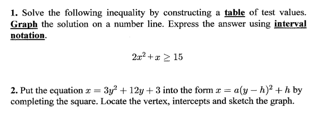 Solved Solve the following inequality by constructing a | Chegg.com