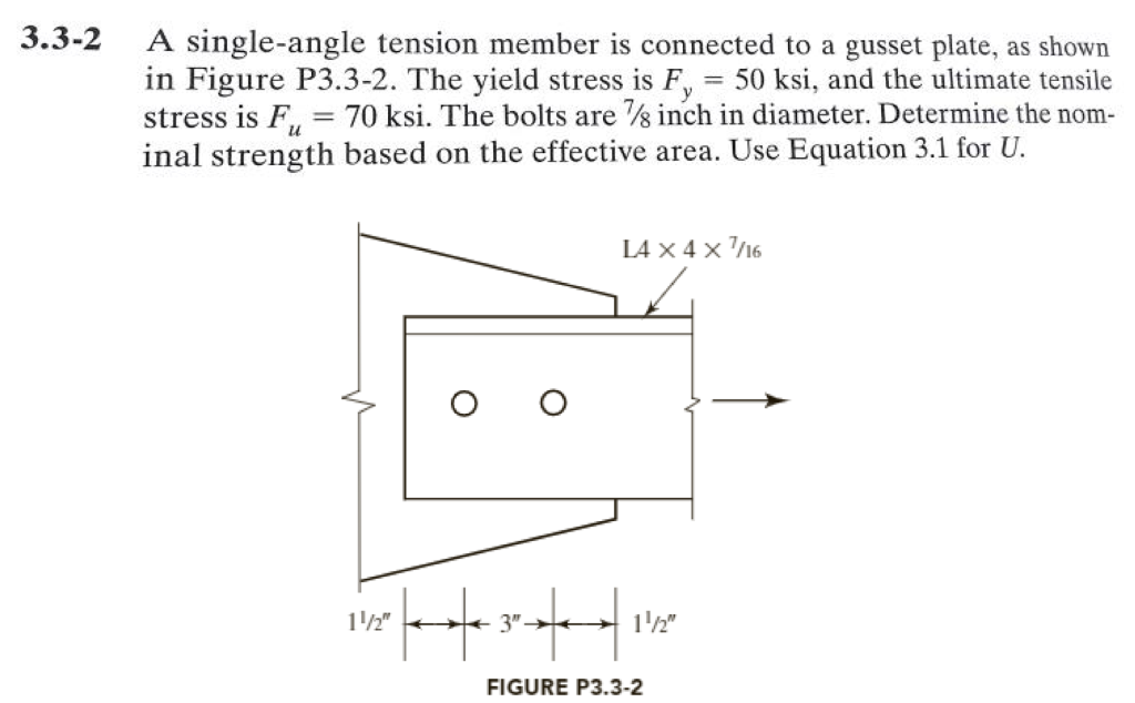 Solved 3. 3-2 A single-angle tension member is connected to | Chegg.com