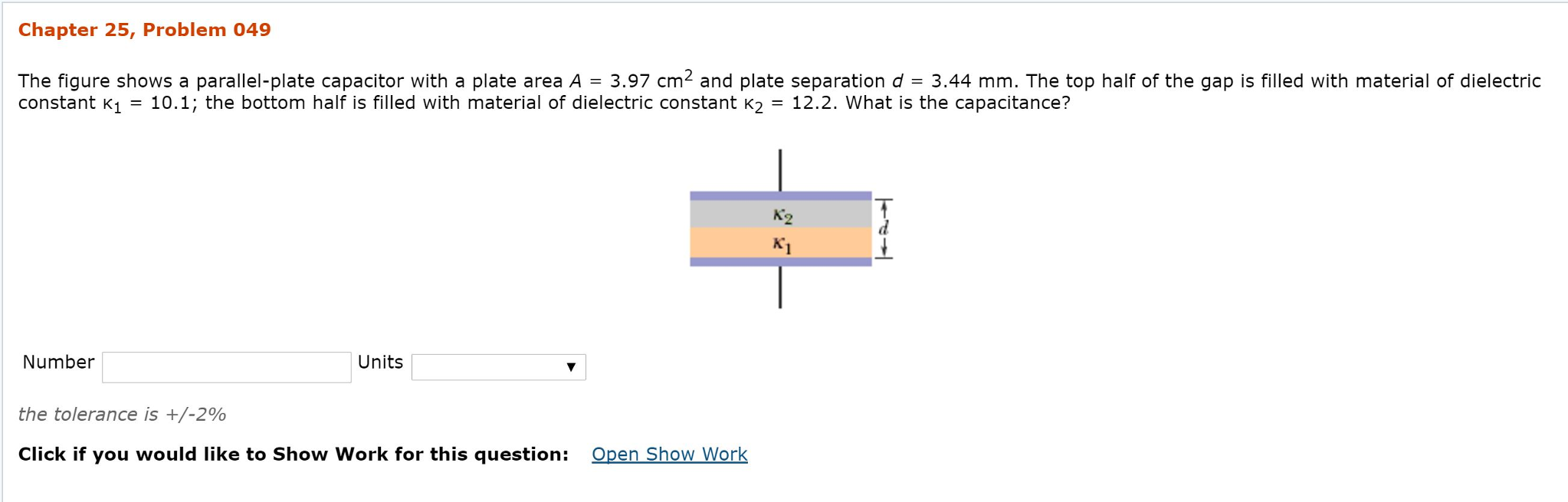 Solved The figure shows a parallel-plate capacitor with a | Chegg.com