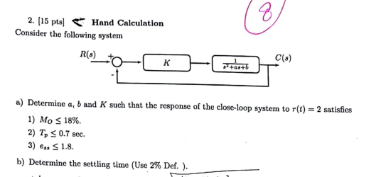 Solved 2. [15 pts] Hand Calculation Consider the following | Chegg.com