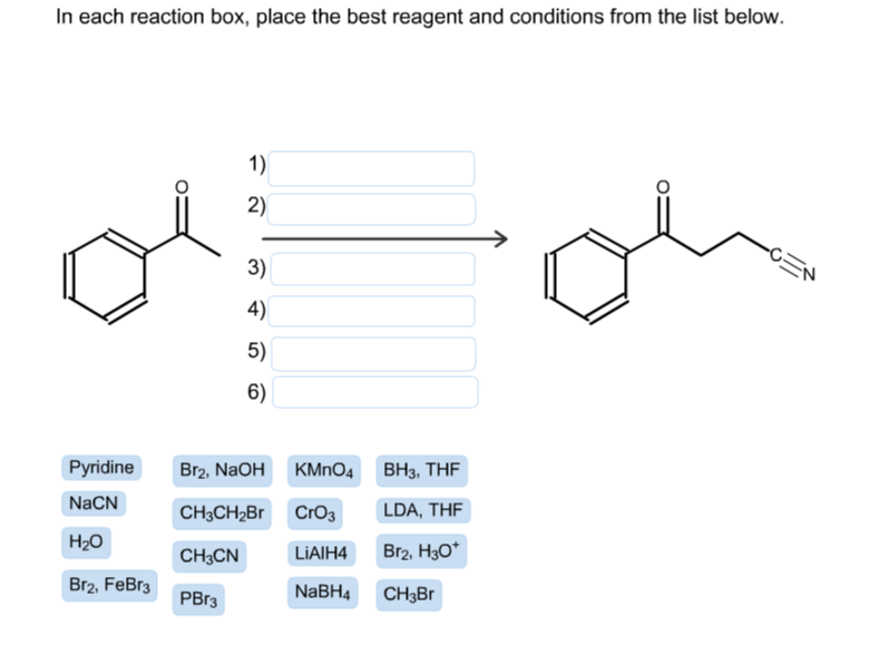 Solved In each reaction box, place the best reagent and | Chegg.com