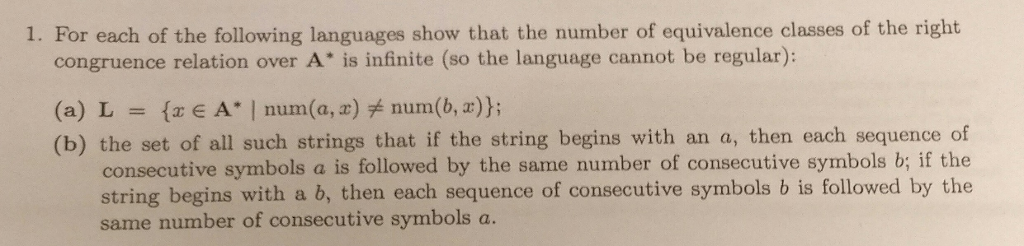 Solved 1. For each of the following languages show that the | Chegg.com