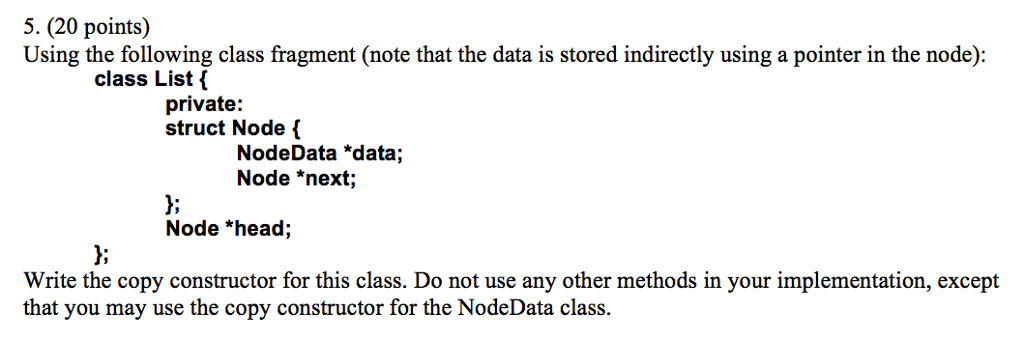 Solved Using the following class fragment (note that the | Chegg.com