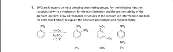 Solved EWG are known to be meta directing deactivating | Chegg.com