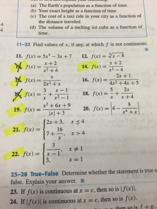 Solved Find values of X, if any, at which f is not | Chegg.com