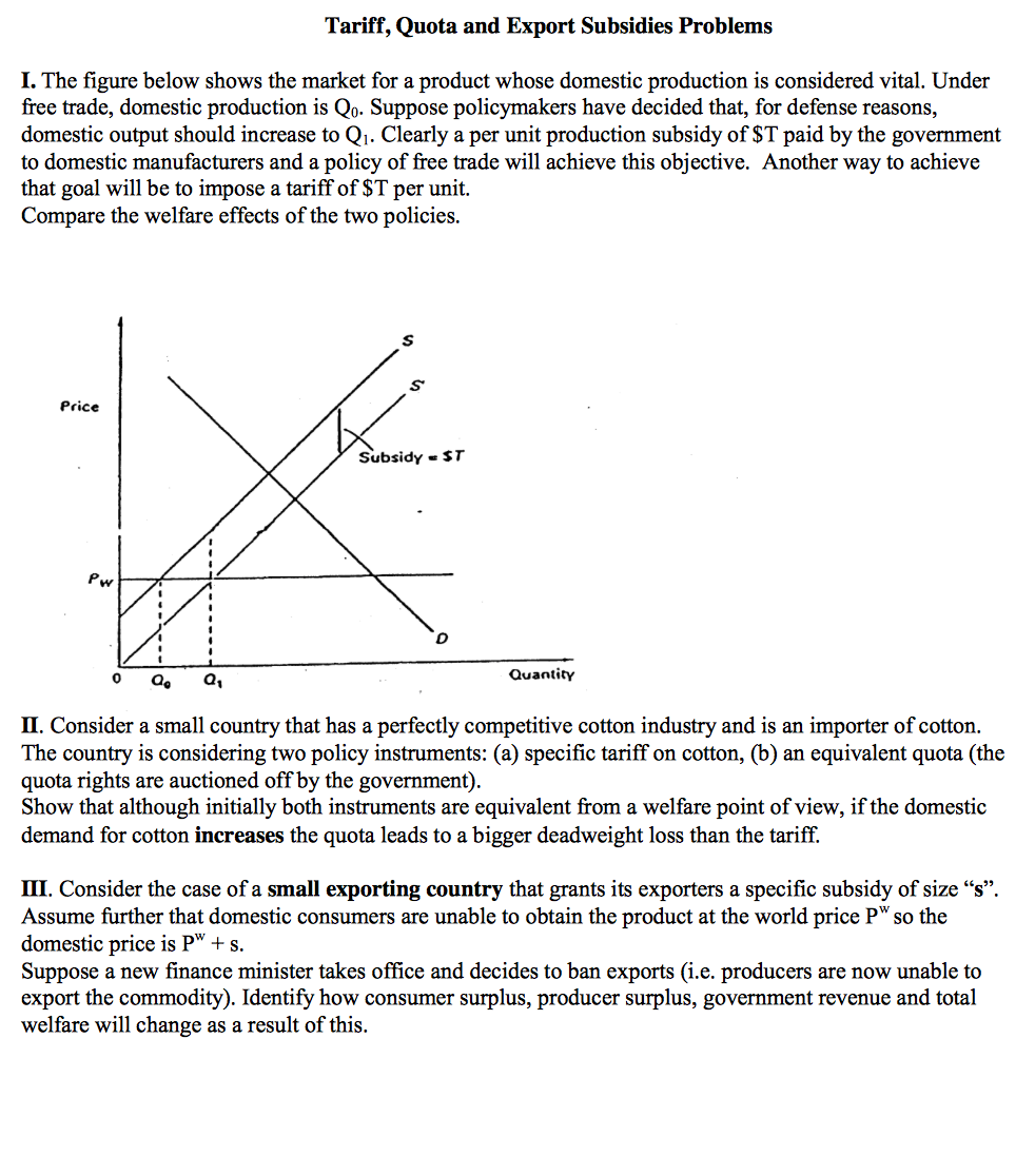 Solved Tariff Quota and export subsidies problem. Please | Chegg.com