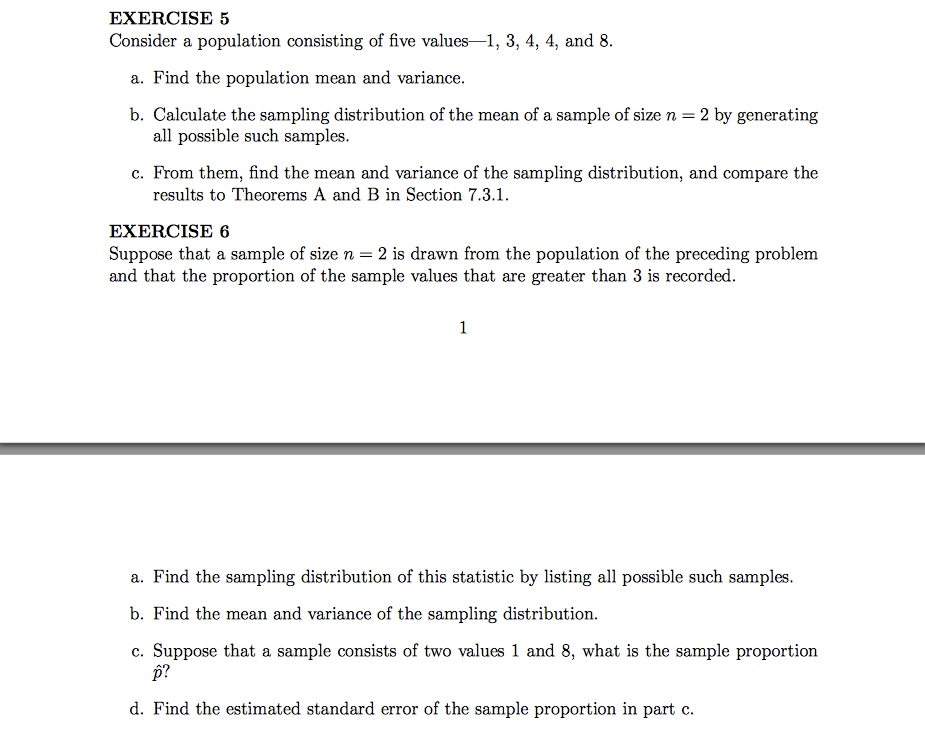 Consider a population consisting of five values - 1, | Chegg.com Consider a population consisting of five values - 1, | Chegg.com