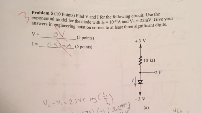 Solved Find V and I for the following circuit. Use the | Chegg.com